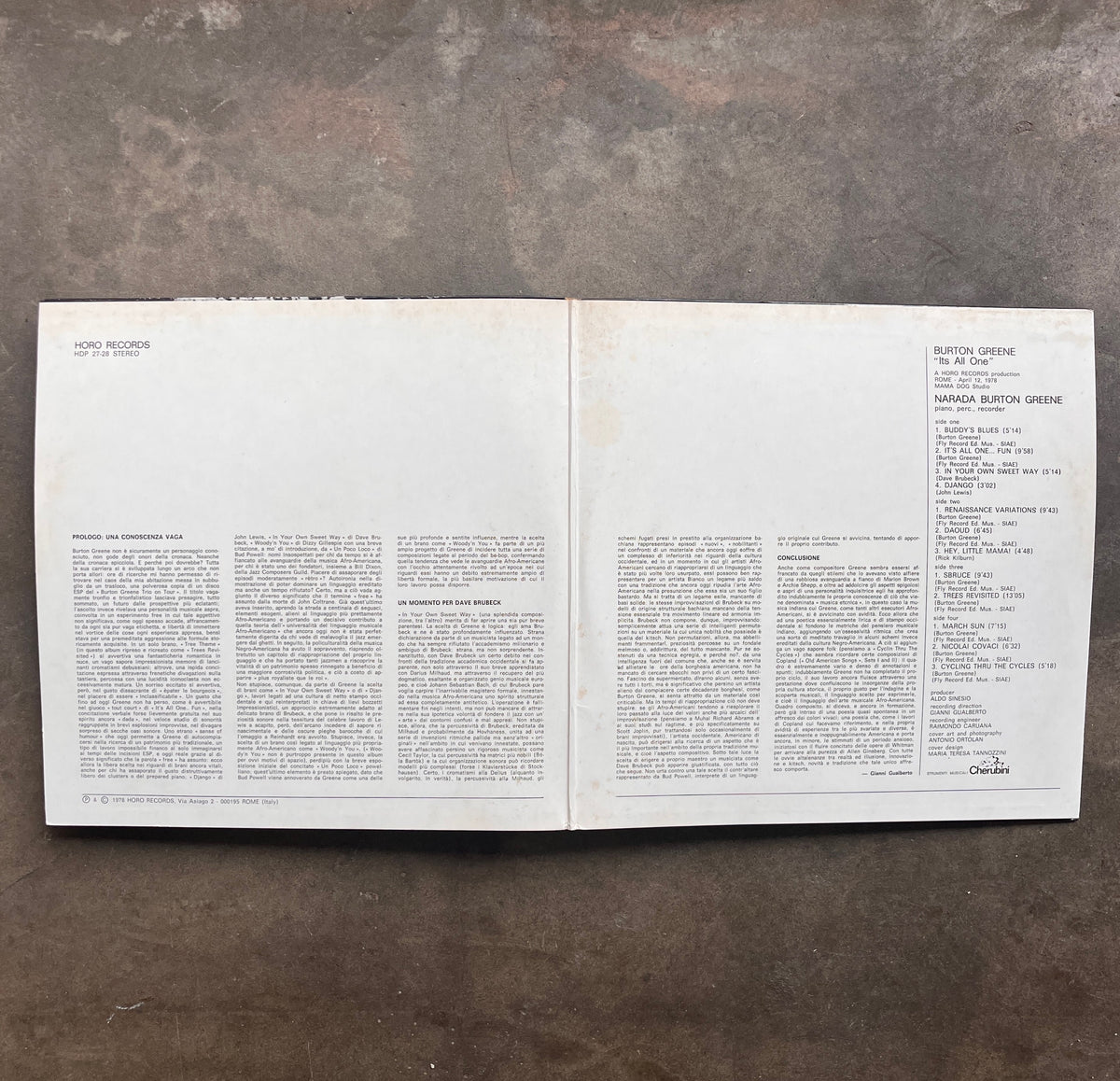 Narada Burton Greene – It's All One – All Night Flight Records