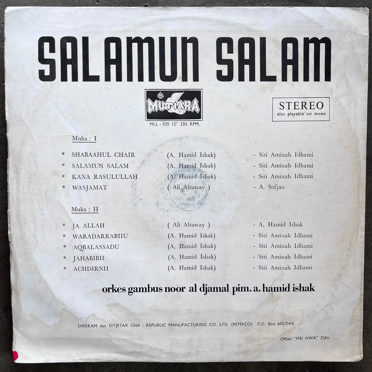 Orkes Gambus Noor Al Djamal – Salamun Salam – All Night Flight Records