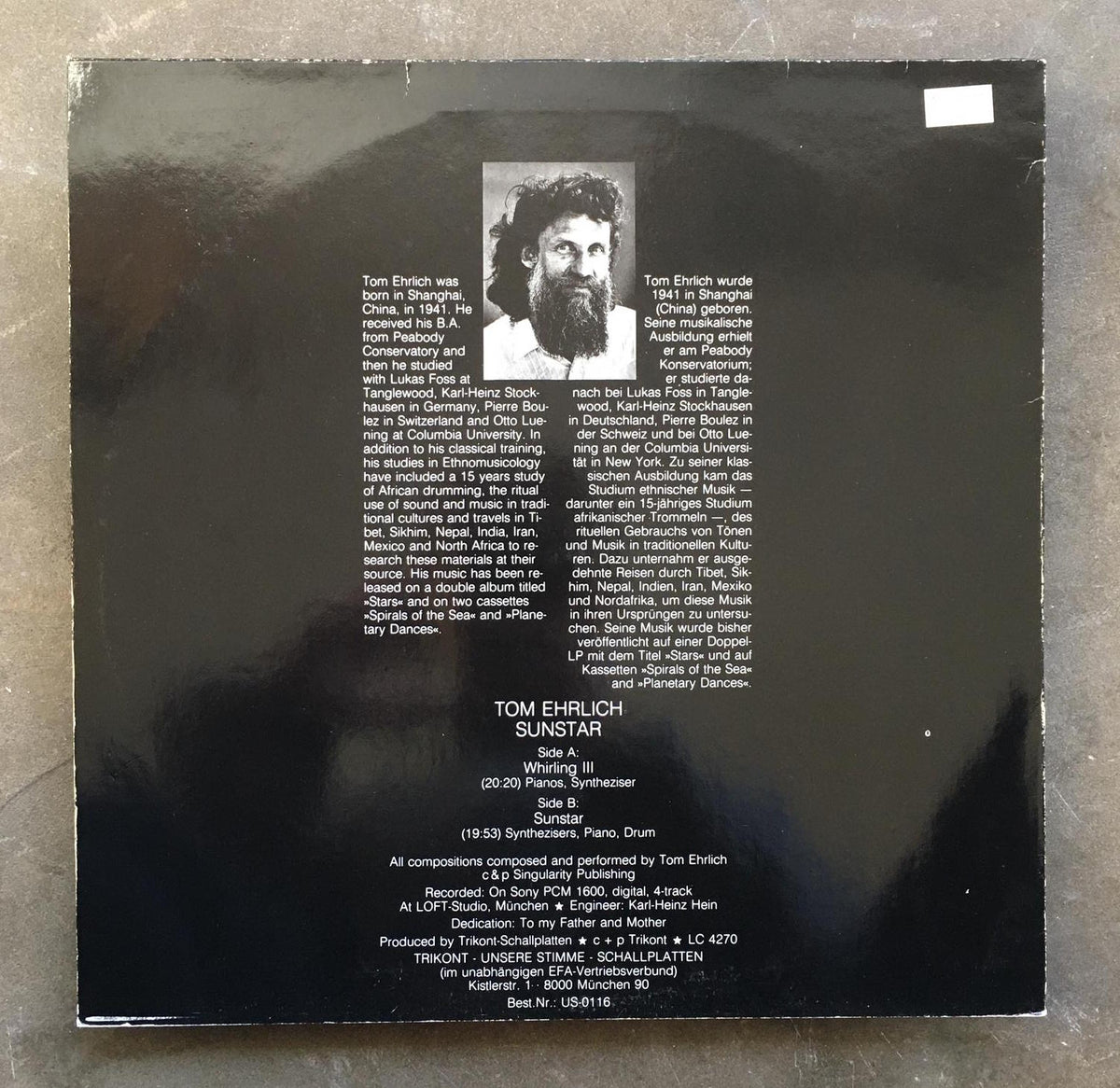 Tom Ehrlich ‎– Sunstar – All Night Flight Records