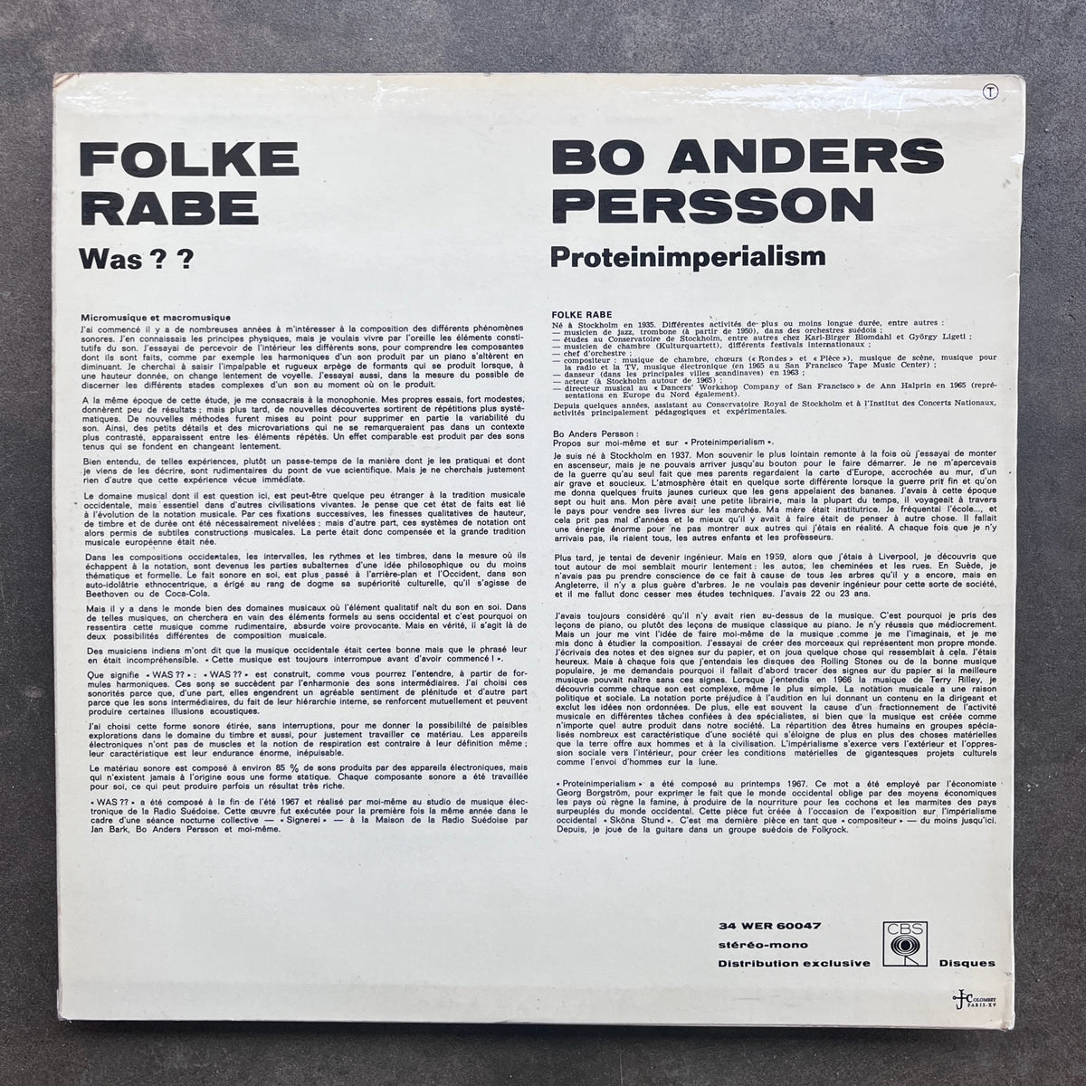 Folke Rabe / Bo Anders Persson – Was?? / Proteinimperialism (French Pr ...