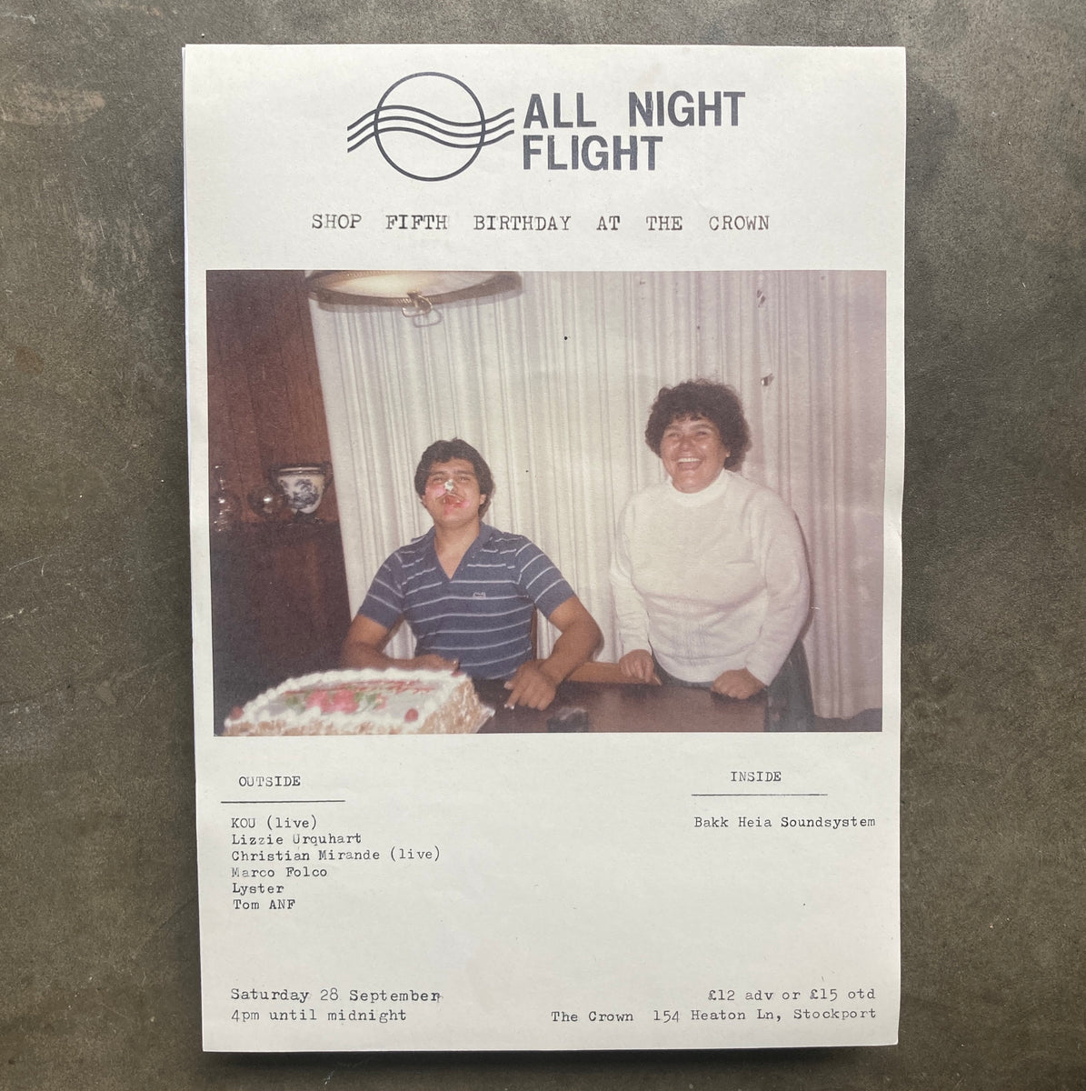 All Night Flight - Shop 5th Birthday @ The Crown - adv ticket - 28th S ...