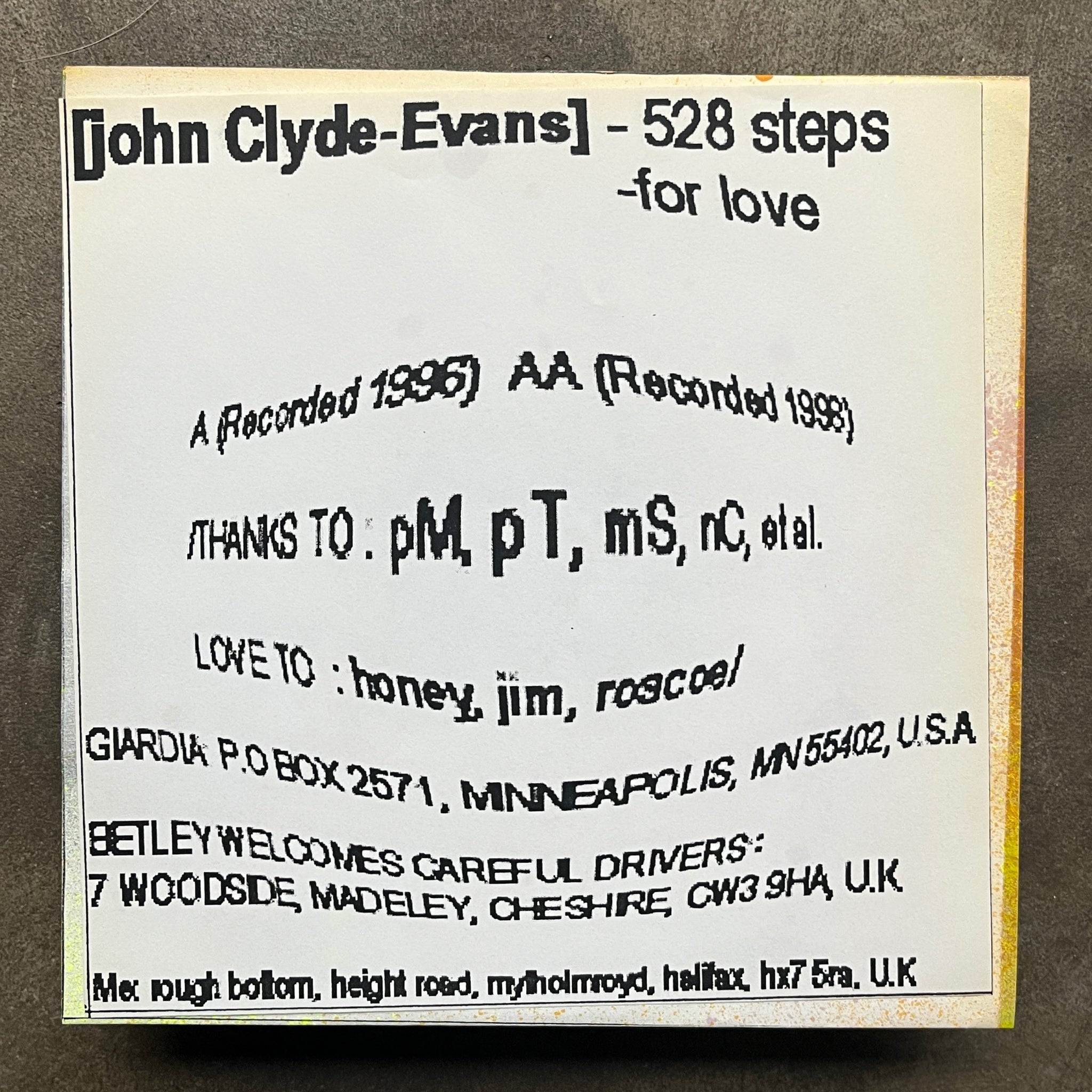 John Clyde-Evans – 528 Steps / For Love – All Night Flight Records