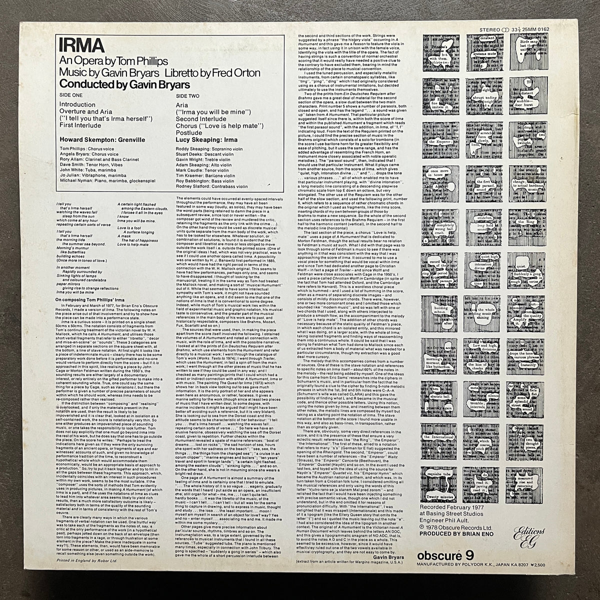 Tom Phillips, Gavin Bryars, Fred Orton – Irma – All Night Flight Records