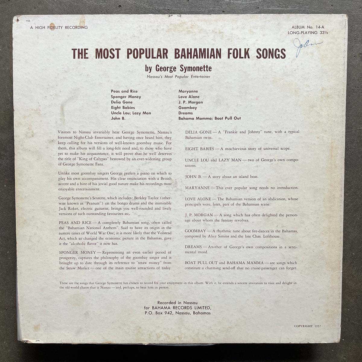 George Symonette – Goombay - The Folk Songs Of The Bahamas – All Night ...