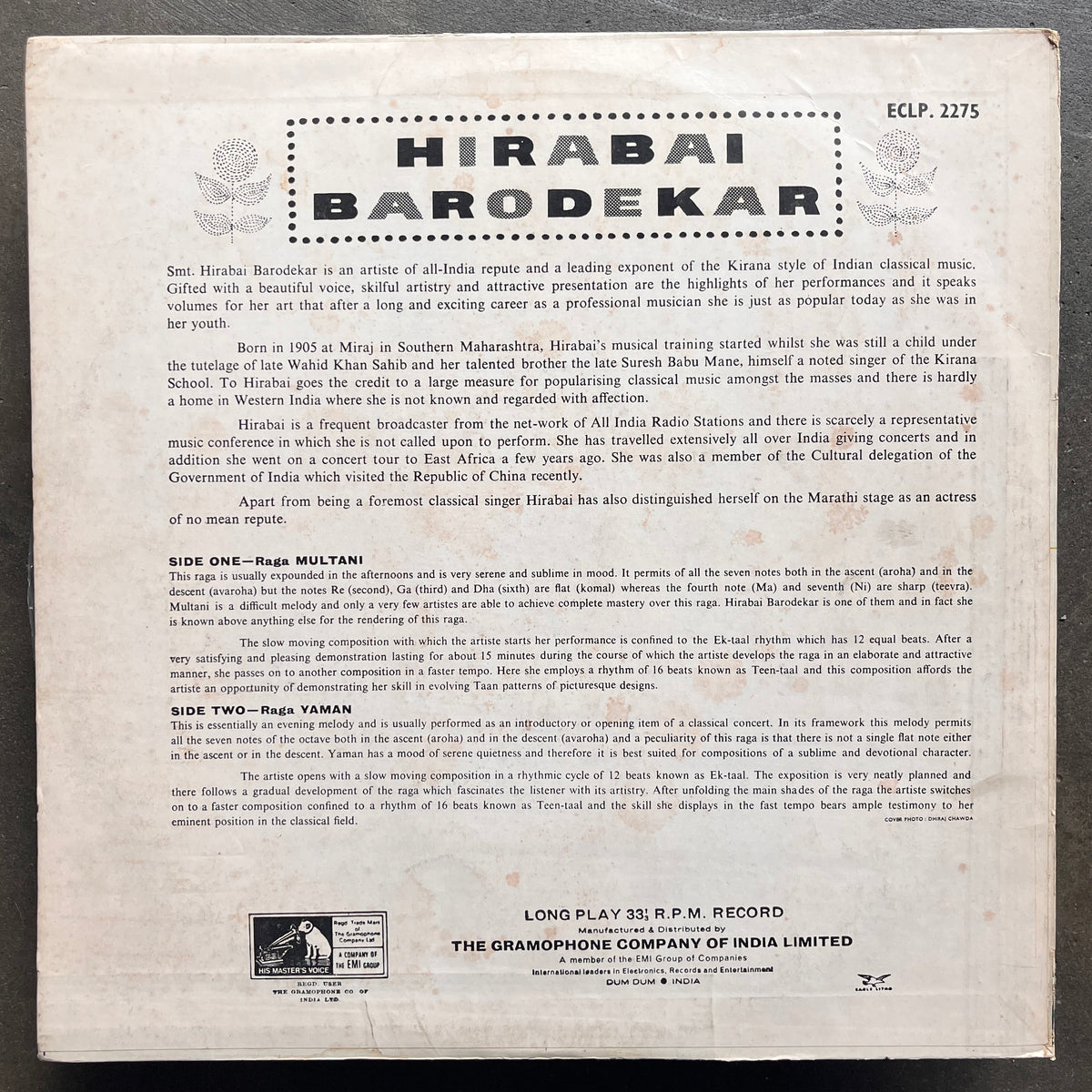 Hirabai Barodekar – Hirabai Barodekar – All Night Flight Records