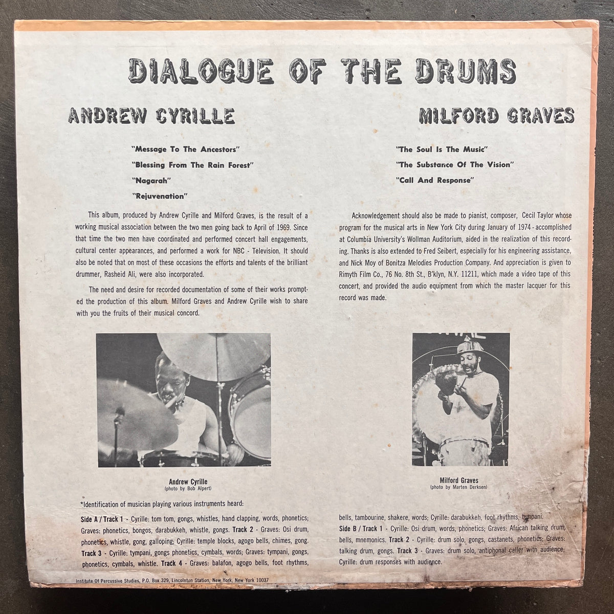 Andrew Cyrille \ Milford Graves – Dialogue Of The Drums – All Night ...