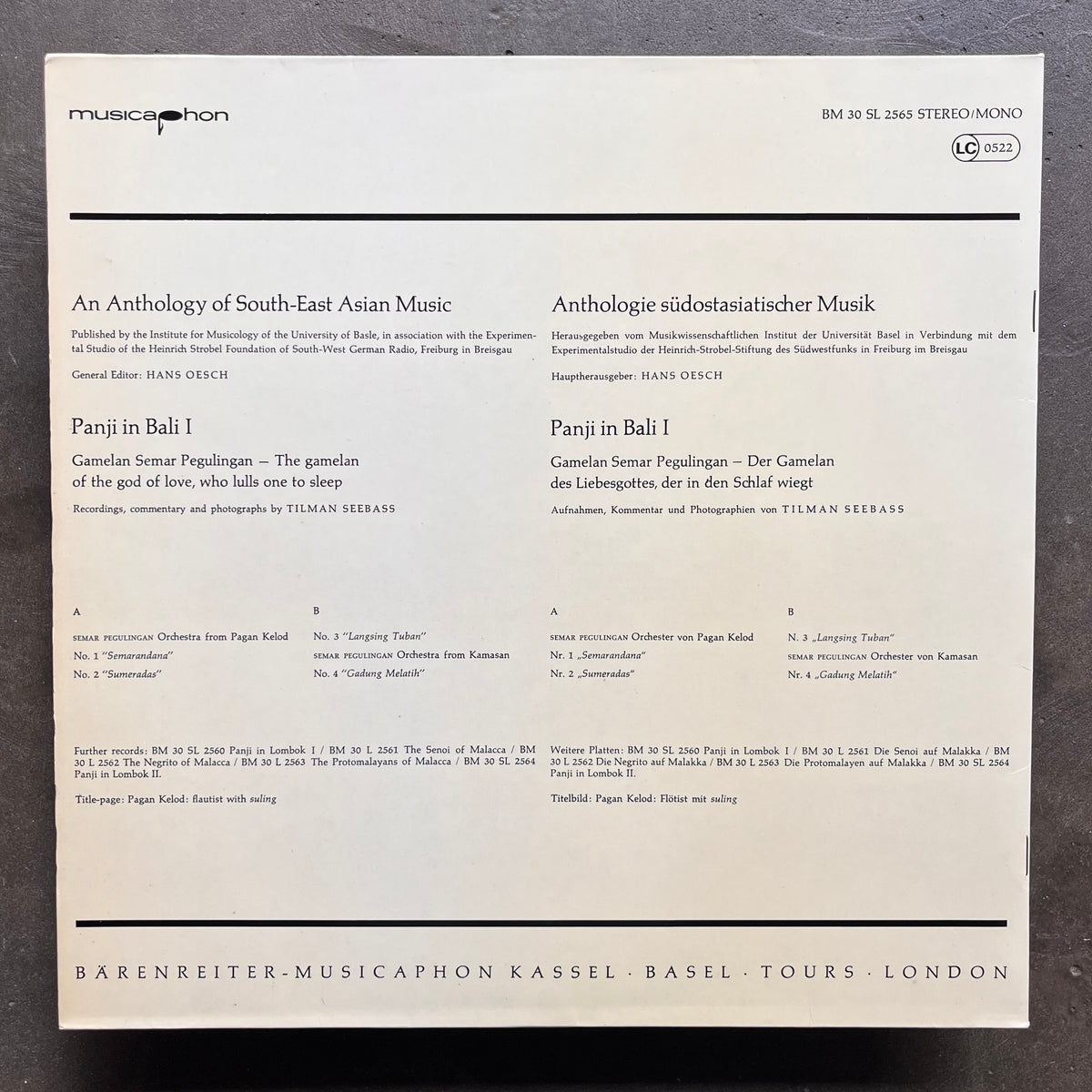 Various ‎– Panji In Bali I – All Night Flight Records