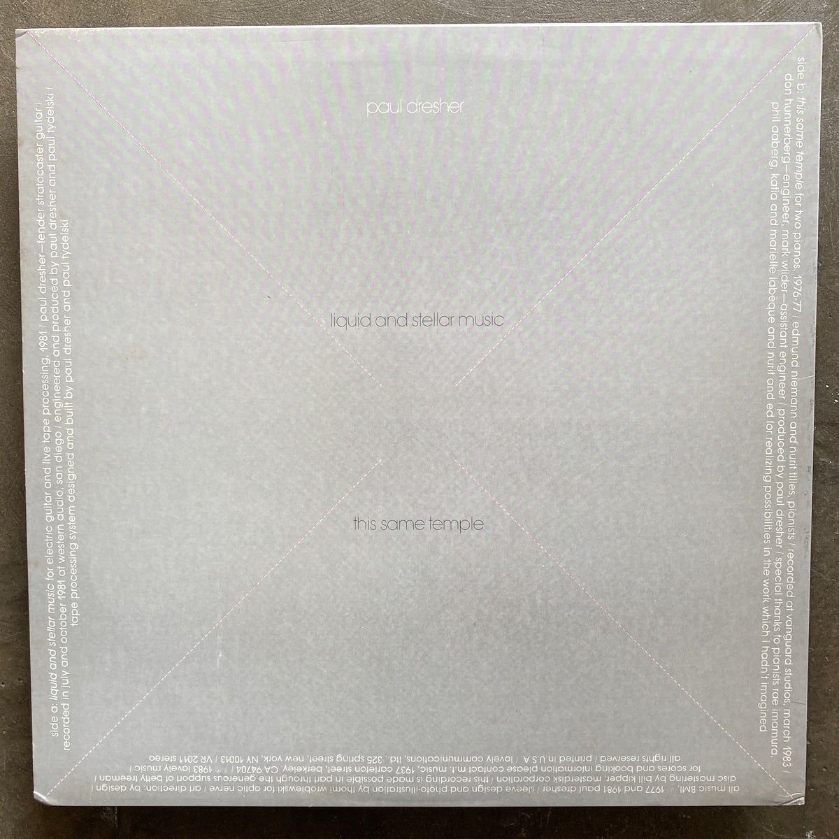Paul Dresher – Liquid And Stellar Music / This Same Temple – All Night ...