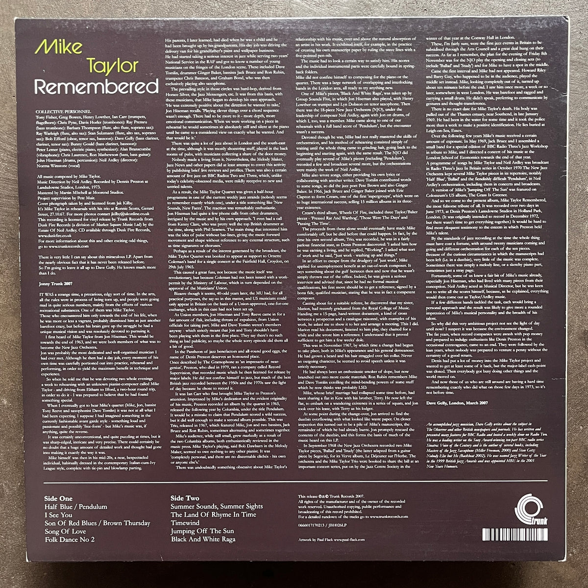 Neil Ardley, Ian Carr, Dave Gelly, Jon Hiseman, Henry Lowther, Barbara ...