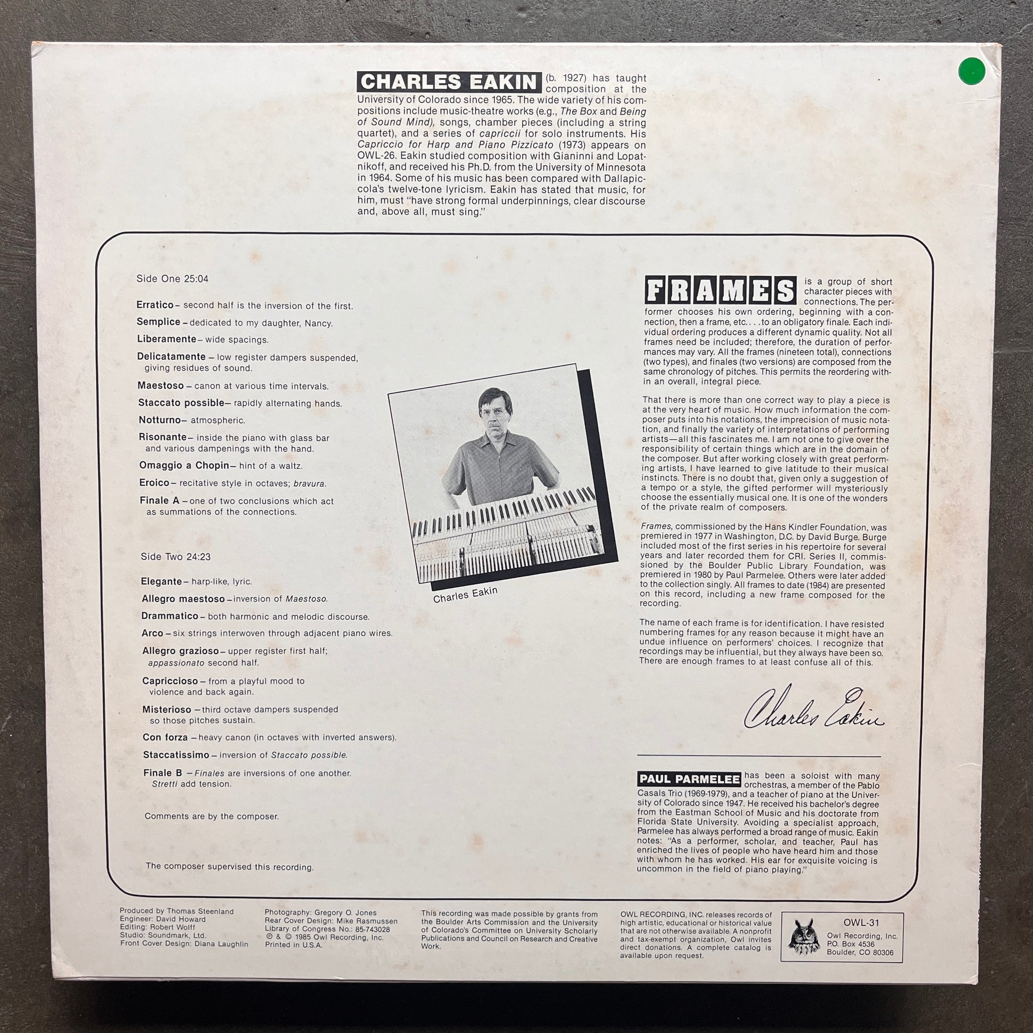 Charles Eakin – Frames – All Night Flight Records