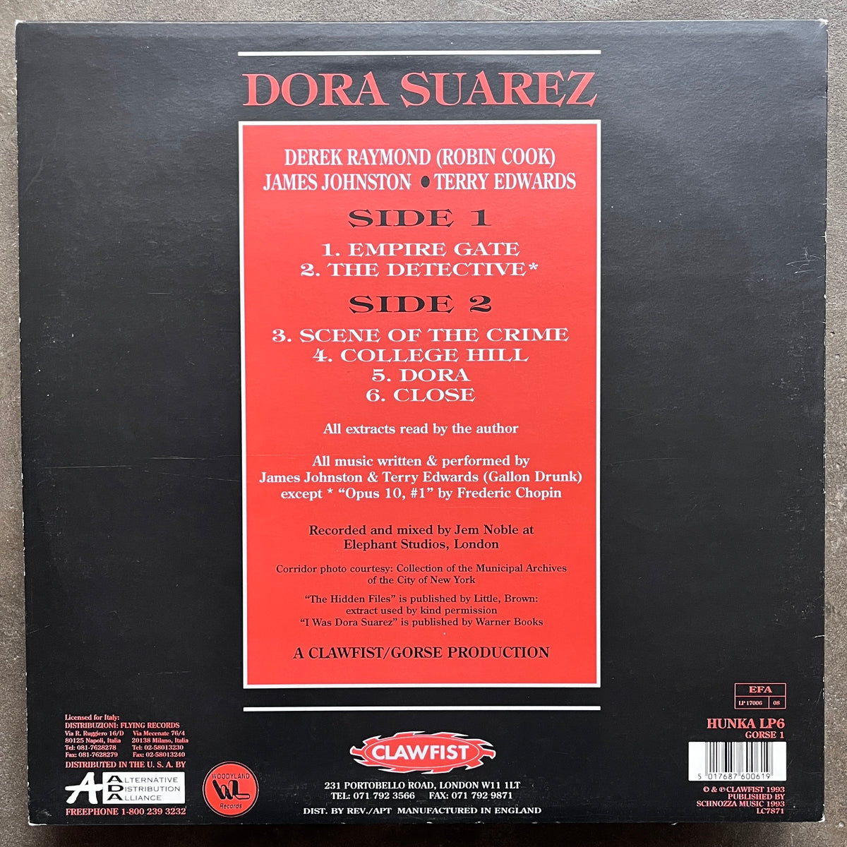 Derek Raymond – Dora Suarez – All Night Flight Records