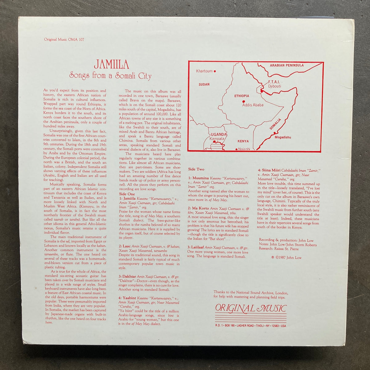 Various – Jamiila (Songs From A Somali City) – All Night Flight Records