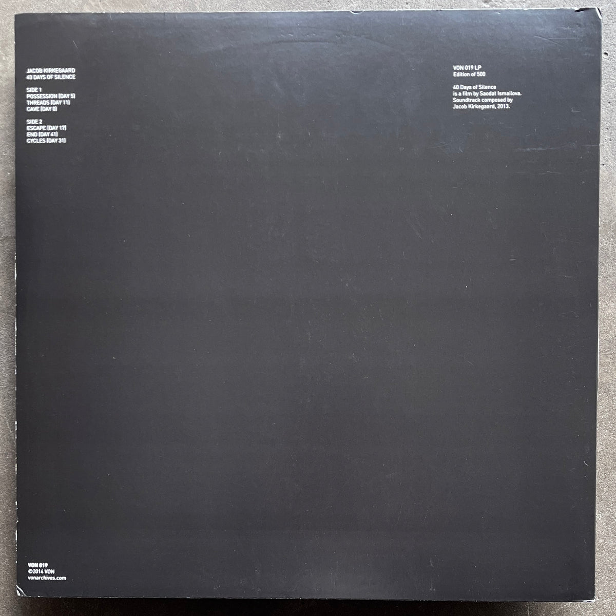 Jacob Kirkegaard – 40 Days Of Silence – All Night Flight Records