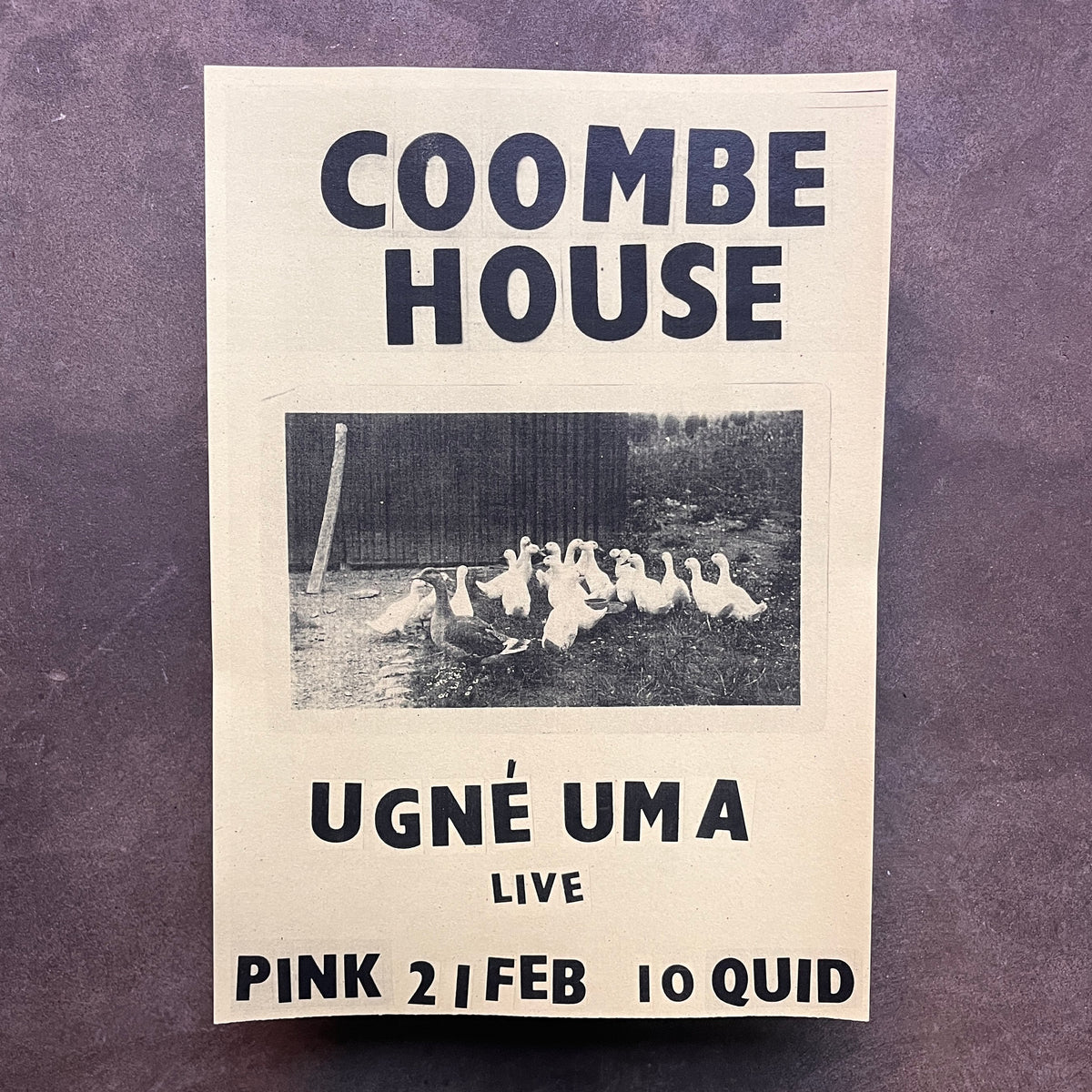 Coombe House - Ugne Uma (live) - adv ticket – All Night Flight Records