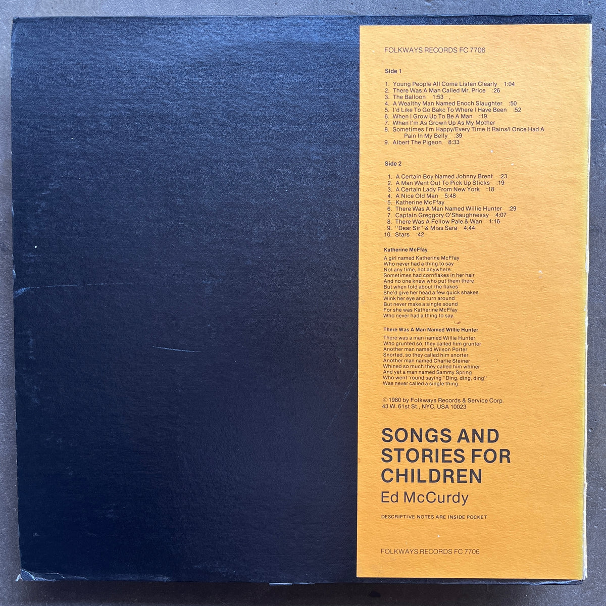 Ed McCurdy – Songs And Stories For Children – All Night Flight Records