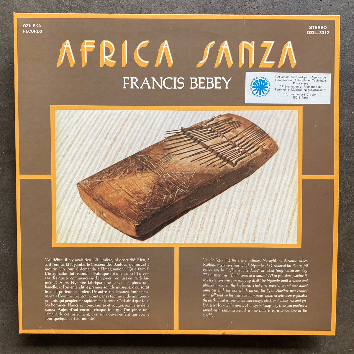 Francis Bebey – Africa Sanza – All Night Flight Records