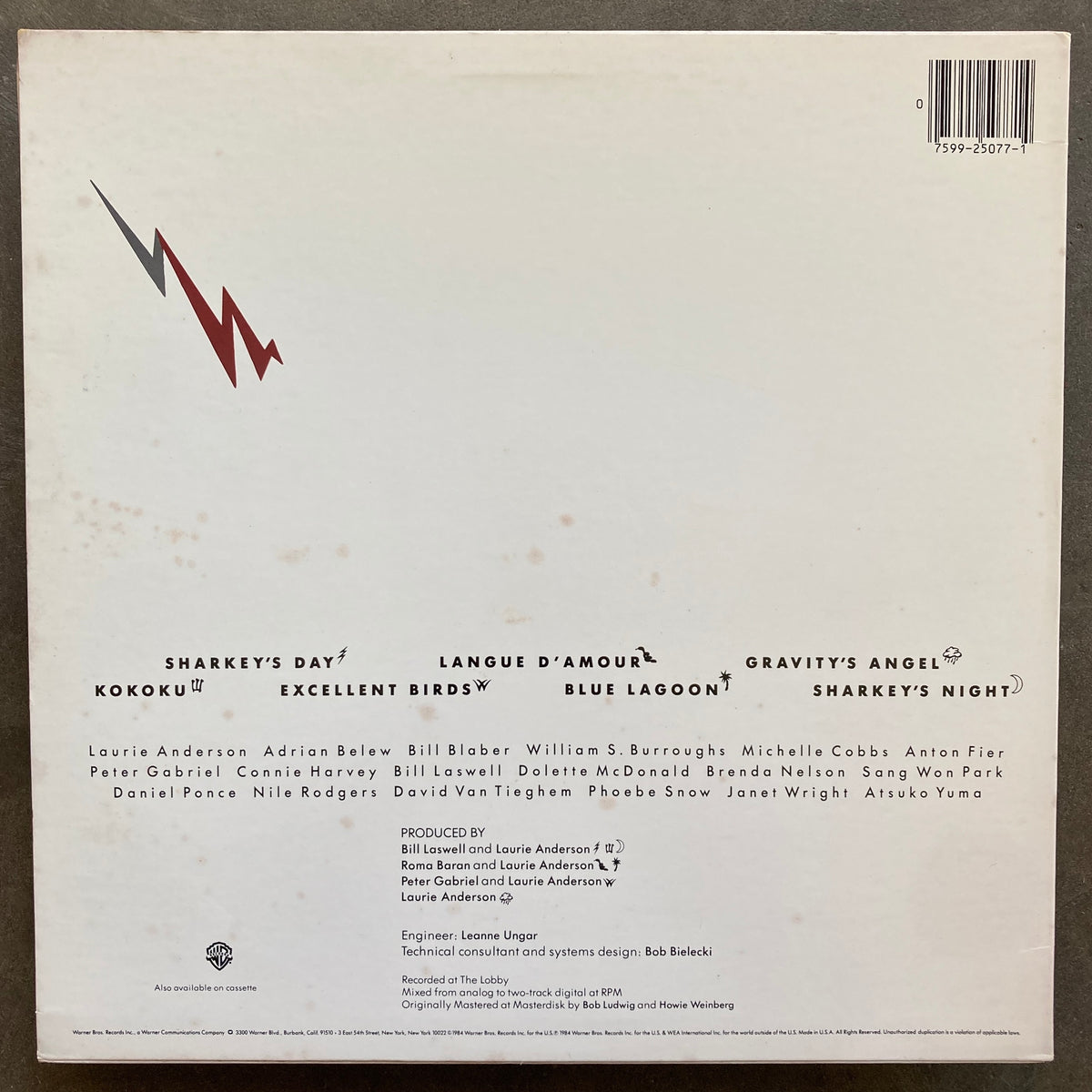 Laurie Anderson – Mister Heartbreak – All Night Flight Records