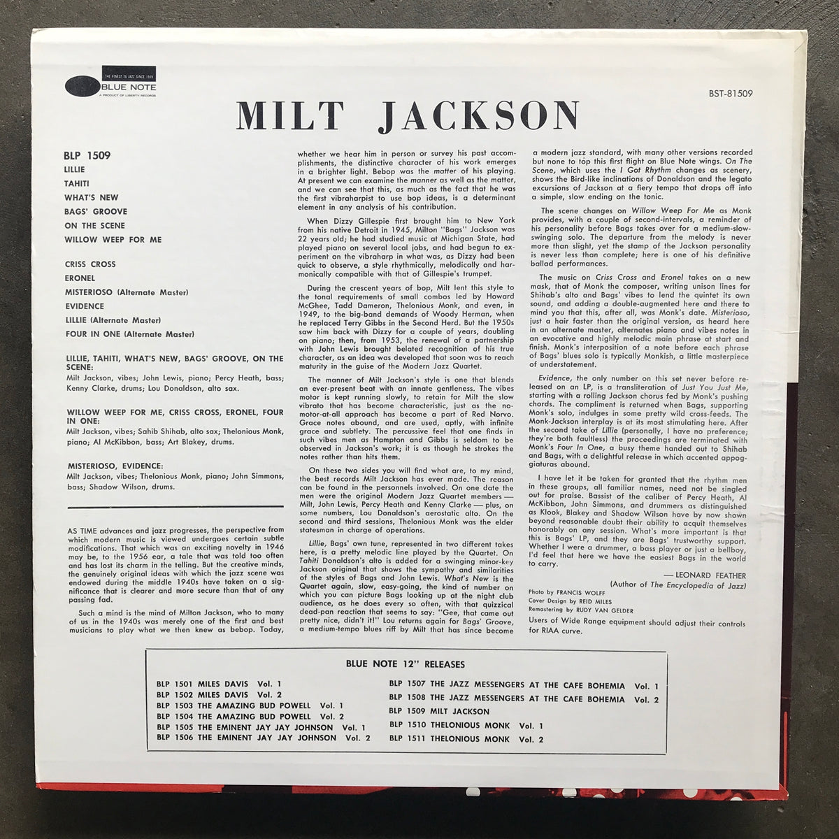 Milt Jackson With John Lewis, Percy Heath, Kenny Clarke, Lou Donaldson ...