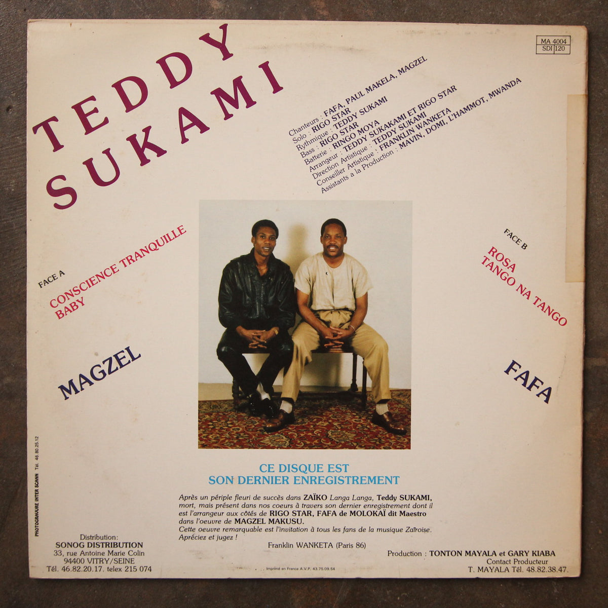 Teddy Sukami De Zaiko Langa Langa ‎– Son Dernier Enregistrement – All ...